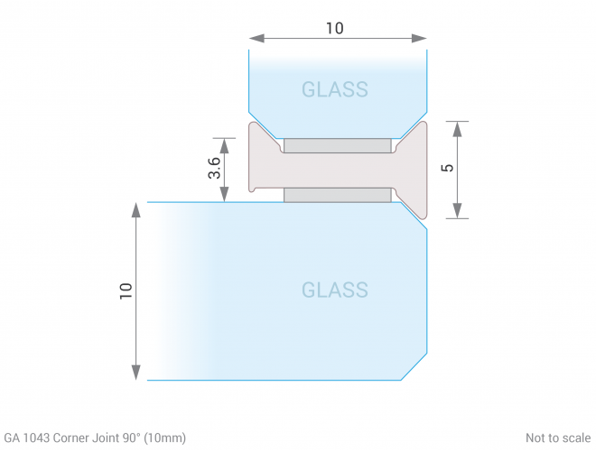 90 Degree Glazing Channel Corner Joint for 10mm Glass