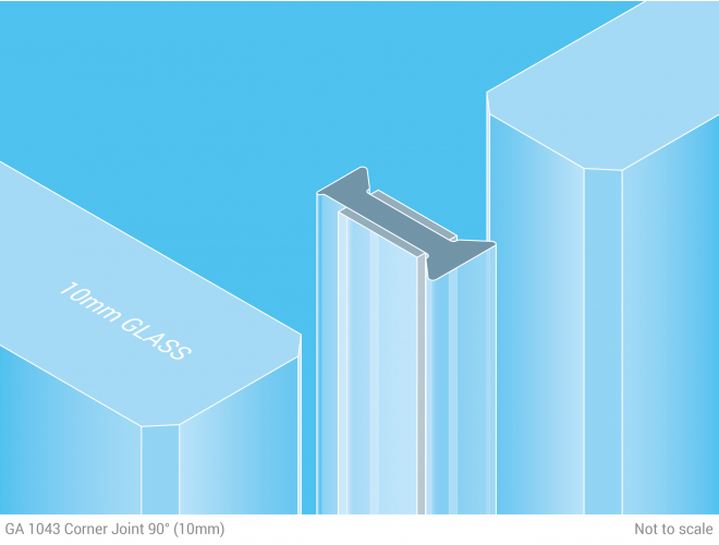90 Degree Glazing Channel Corner Joint for 10mm Glass